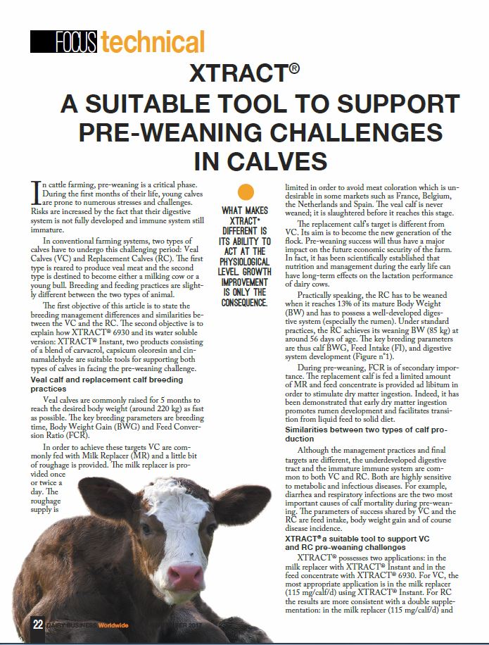 XTRACT®, a suitable tool to support calves - Pancosma