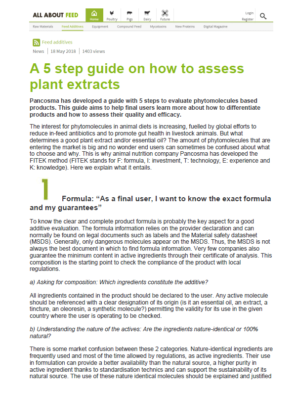 A 5 step guide on how to assess plant extracts | Pancosma