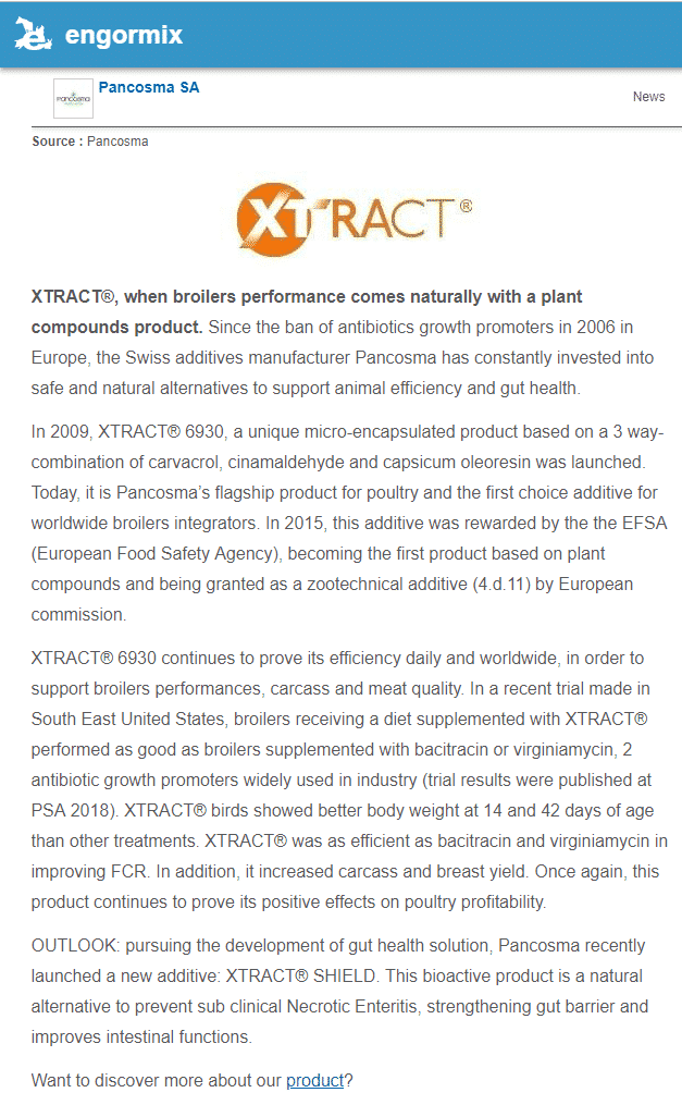 XTRACT - broilers performance comes with a plant compounds product