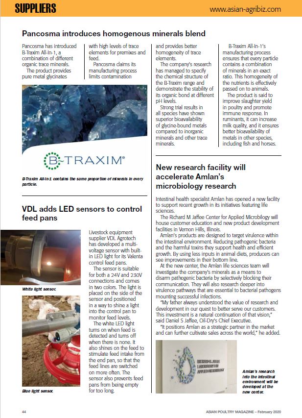 Pancosma introduces homogenous minerals blend B-TRAXIM® ALL IN 1